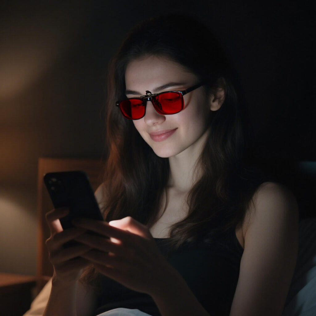 Goiteia Flip-Up Blue Light Clip-On Glasses with Red Lenses